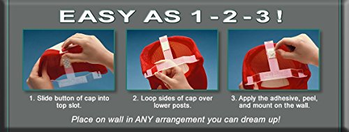 Cap Capers® Baseball Cap Display; Wall Mounted Hat Rack; Baseball Cap Storage & Organization; (24 pk) Great for Cap Collectors. The Ultimate Display for Baseball Caps