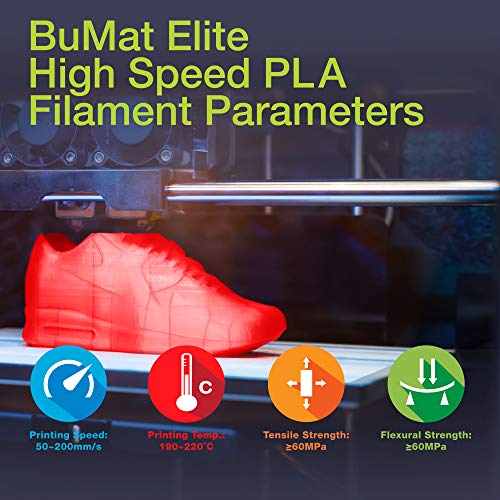 BUMAT Elite High Speed PLA 3D Printer Filament, 1.75mm (Orange), 1kg Spool (2.2lbs), Guaranteed Fresh, Dimensional Accuracy +/- 0.02mm, Tangle-Free, Fits Most FDM Printers [Risk-Free]