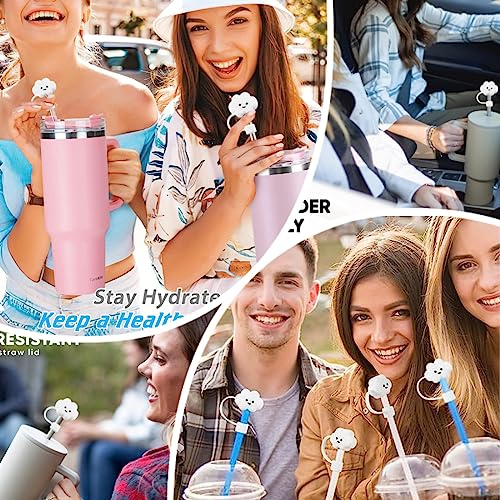 4PCS Straw Cover for Stanley 40 OZ Tumbler, Cloud Silicone Straw Covers for Stanley Cup, 10mm Straw Topper Cute Straw Protector for tumblers for Stanley Cup Accessories