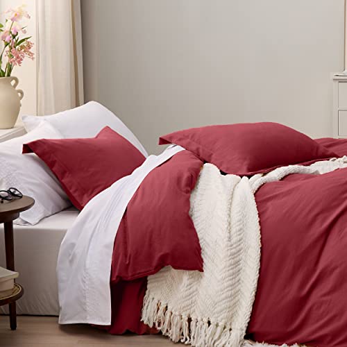 Bedsure Twin/Twin XL Duvet Cover Dorm Bedding - Soft Prewashed Red Duvet Cover Twin, 2 Pieces, Includes 1 Duvet Cover (68"x90") with Zipper Closure & 1 Pillow Sham, Comforter NOT Included