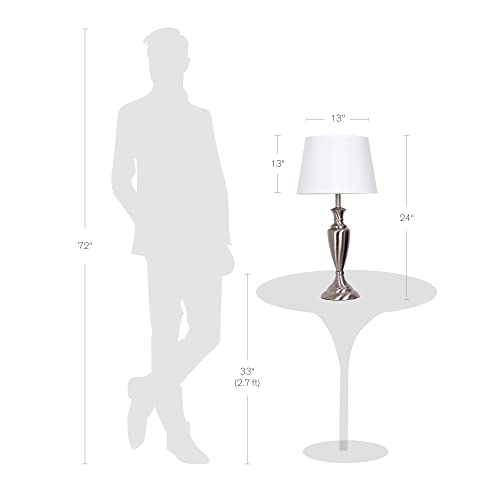 Catalina 21415-000 Transitional 3-Piece Metal Floor & Table Lamp Set with Linen Shades, 59" and 24", Brushed Nickel