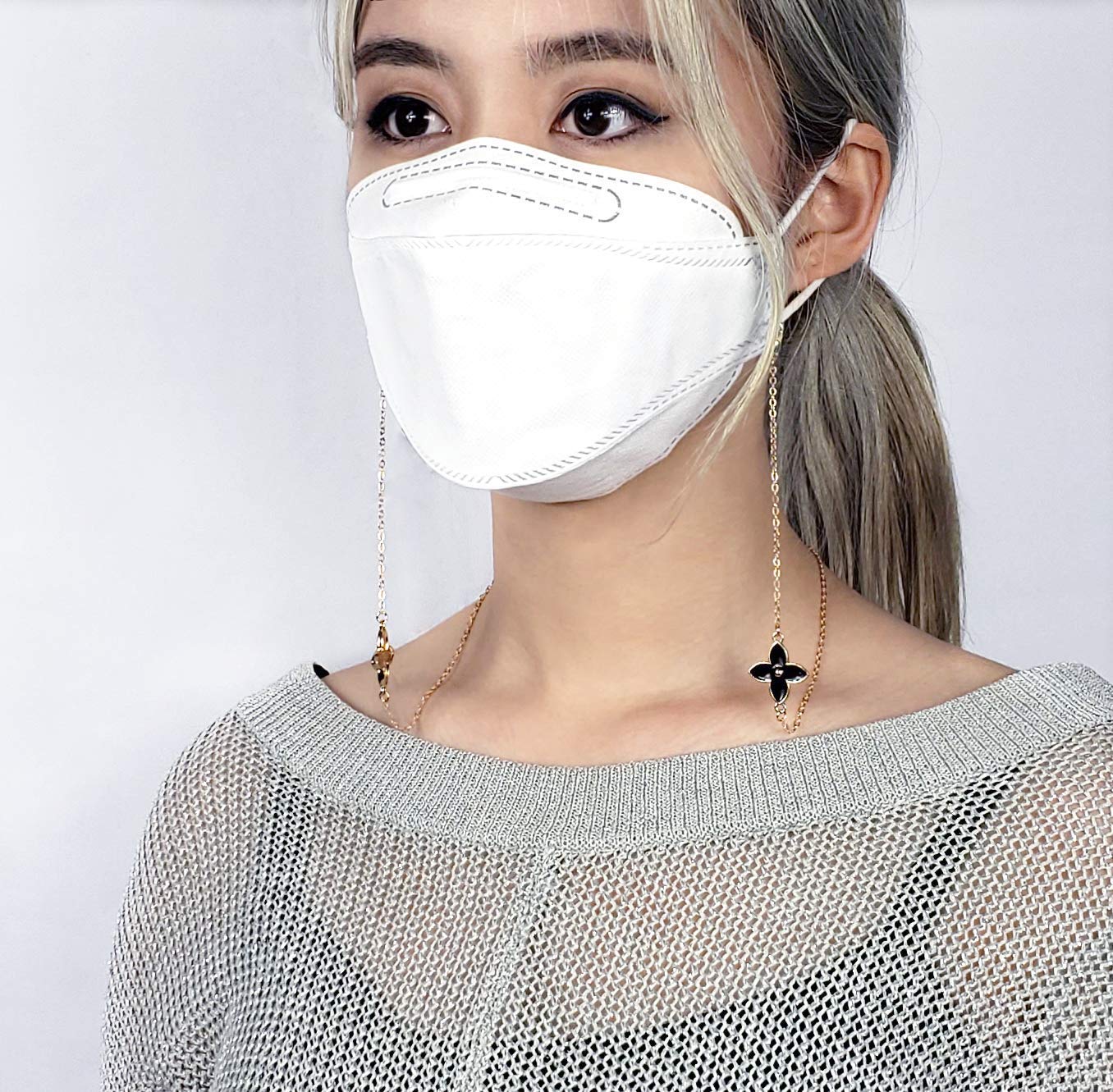 2 PCS /1 PC Eyeglasses Chain Mask Chain Holder Sunglasses Chain Necklace Women Men Gold Silver Rose Gold Black Pearl
