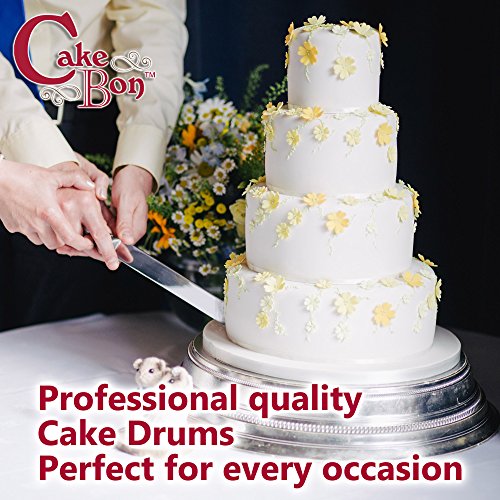 Cakebon Cake Drums Round 10 Inches - (Silver, 1-Pack) - Sturdy 1/2 Inch Thick - Professional Smooth Straight Edges