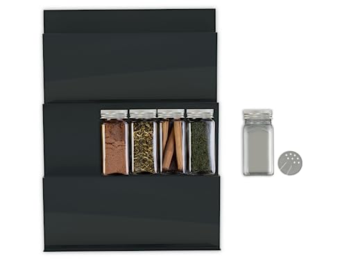 ANROYA - Spice Organizer Set - Spice Drawer Organizer with 4 Spice Racks - Modern Seasoning Organizer - Kitchen Spice Cabinet Drawer Storage