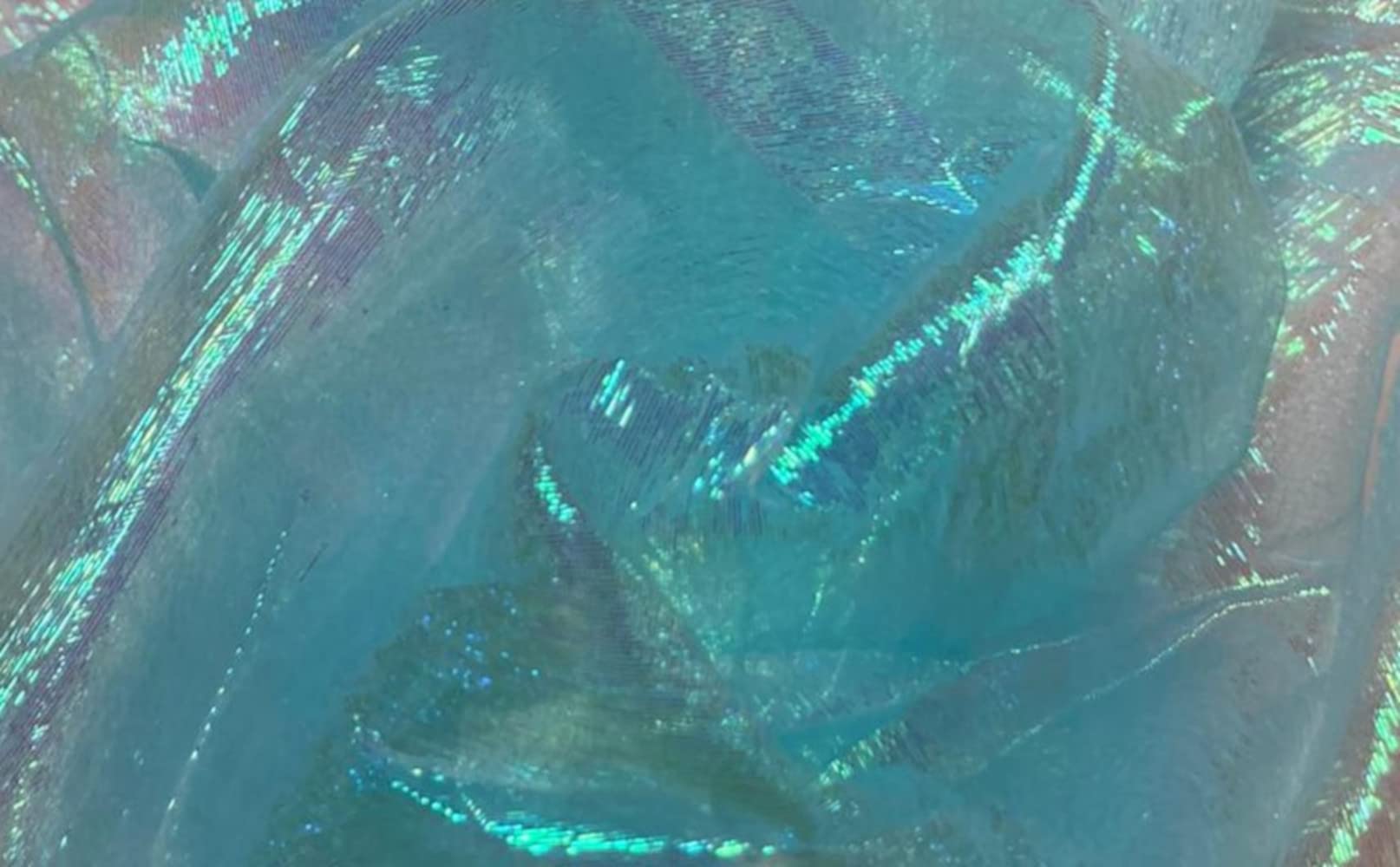 45 inch Turquoise Iridescent Crushed Shimmer Organza Fabric by The Yard