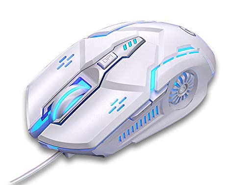 Gaming Mouse Wired, USB Computer Mice for Game & Daily, Chroma RGB Backlit, 4 Adjustable DPI Up to 3200 DPI, Comfortable Grip Ergonomic Mice for PC, Laptop, Mac, Windows (White)