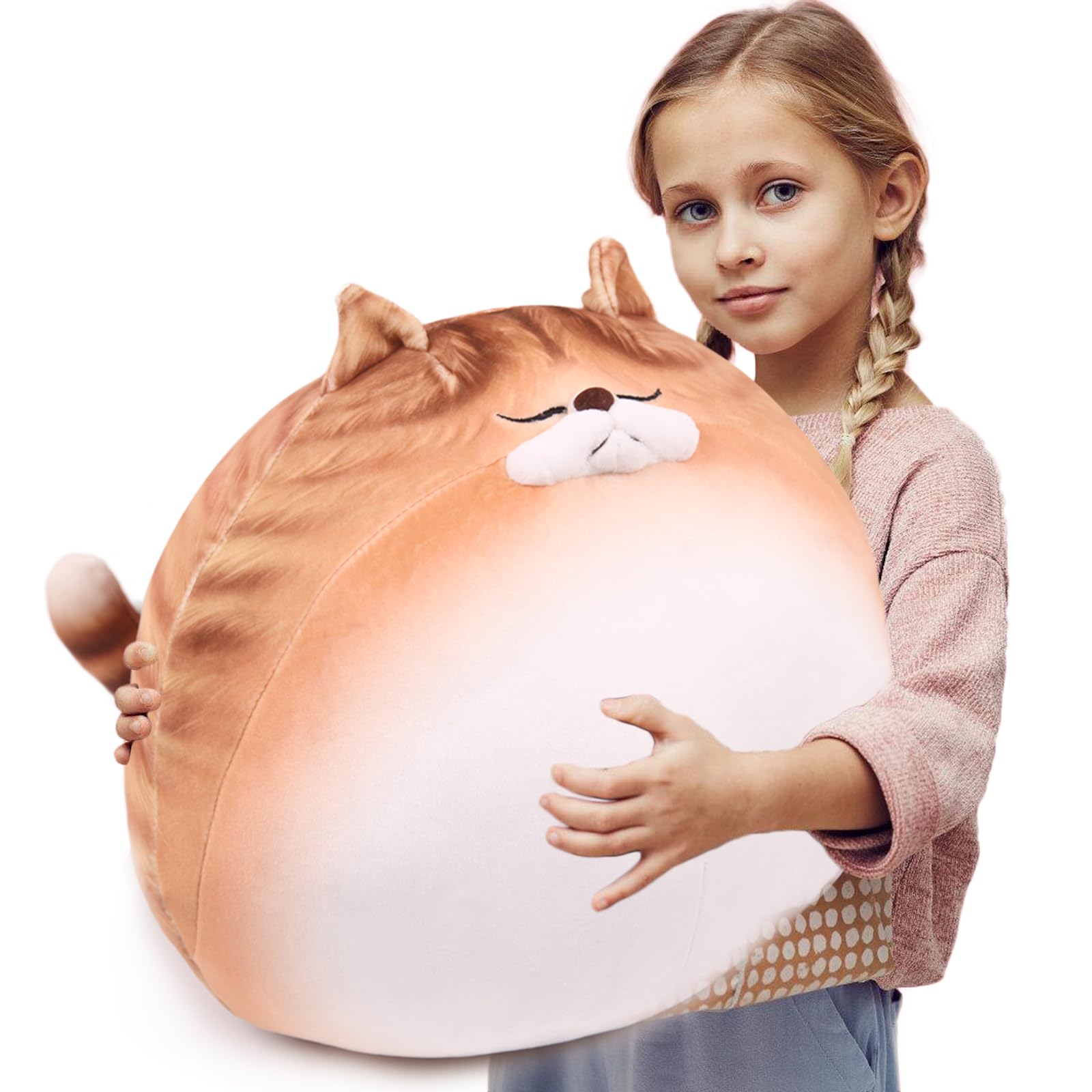 ARELUX 19.6In High Chubby Cat Plush Pillow, Cute Fat Kitty Cat Stuffed Animal Soft Kitten Adorable Hugging Pillow Anime Plushies,Funny Toy Birthday for Adults Friends