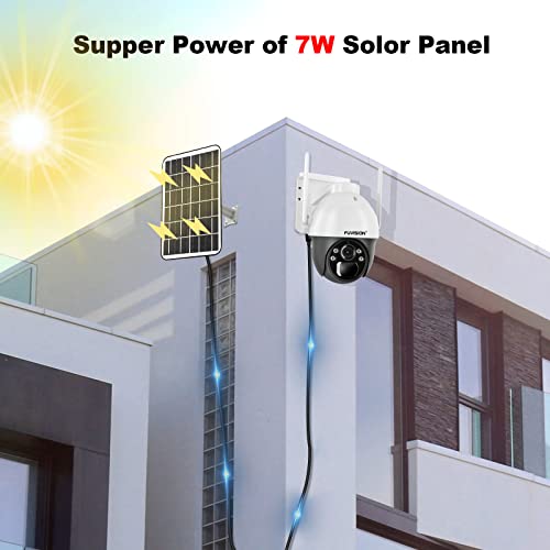2K Ultra High Definition Security Cameras Wireless Outdoor,Pan Tilt 360°View Solar Battery Powered Rechargeable Wireless Spotlight Security System,Color Night Vision, Motion Detection, 2 Way Audio