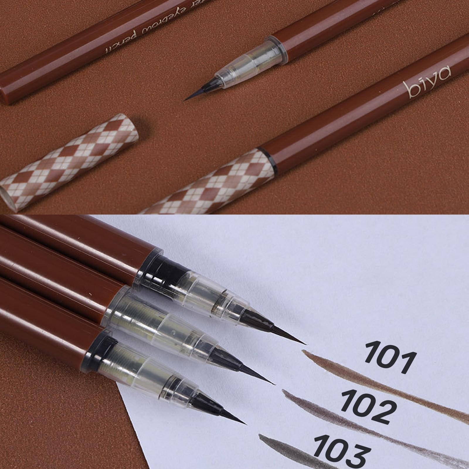 2 Packs Waterproof Eyebrow Pencil Light Brown and Grey Brown Liquid Brow Pen Soft Fine Tip Eyebrow Liner Smudge Proof Natural Look Long-Lasting
