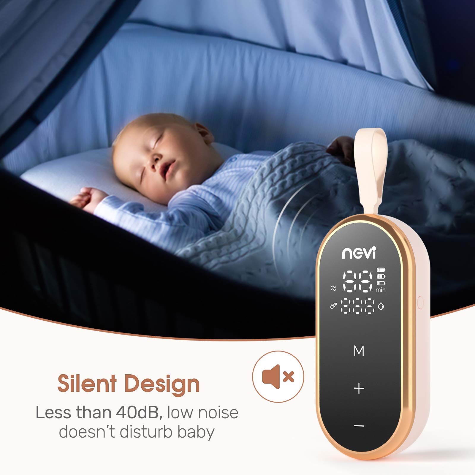 NCVI Double Electric Breast Pump, Portable Breast Pump for Breastfeeding, Breastpump 3 Modes & 12 Levels, 24/28mm Flanges, Touch Screen LED Display, Anti-Backflow, Rechargeable Battery