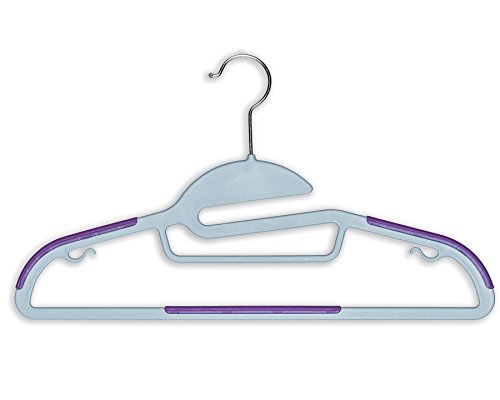 BriaUSA Dry Wet Clothes Hangers Amphibious Purple with Non-Slip Shoulder Design, Steel Swivel Hooks â Set of 10