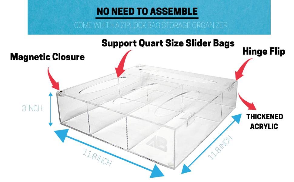 ABTIFFANY Ziplock Bag Storage Organizer, (ABT-1), 11.8x11.8x3