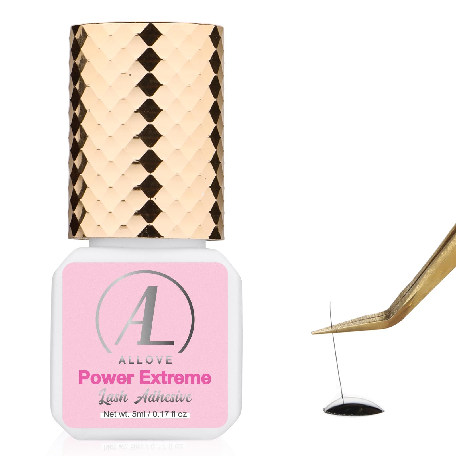 ALLOVE Eyelash Extension Glue for Lash Extensions 1-2s Drying Time Lash Extension Glue Retention up to 7-8 Weeks Power Extreme Waterproof Lash Glue for Eyelash Extensions Professional Use Only