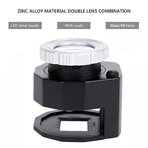 Loupe Magnifier 30X Aluminum Alloy Magnifier Illuminated Adjustable Focal Length Desktop Magnifier with 6 Lights for Jewelry Textile Optical Currency Coins Stamps Circuit Board Gems …
