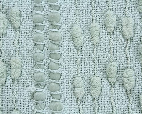 ACCENTHOME Cotton Throw Blanket with Tufted Decorative Design | 50''X60'' Cozy Chenille Knit Lightweight Boho Chic Blankets | Sage Soft Fringe Tassel Blankets for Couch, Bedroom, Living Room Sofa