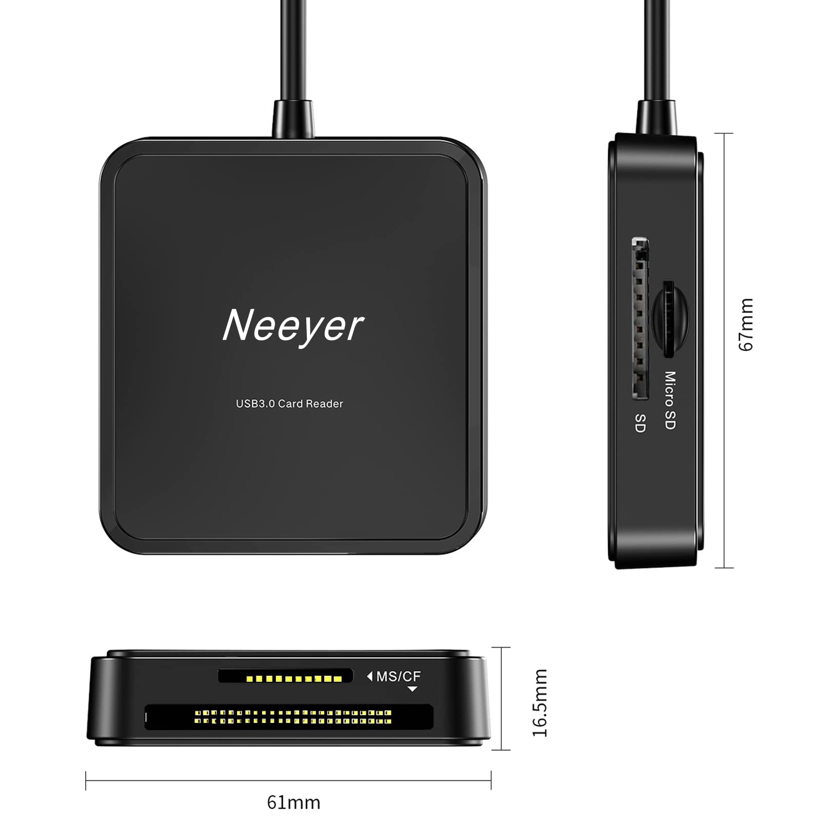Neeyer USB C to Micro SD Card Reader Supports CF/CFI/TF, SDXC/SDHC/SD,MMC/Micro SDXC/Micro SDHC/MS, UHS-I Compatible for Galaxy S20, MacBook Pro/MacBook Air/iPad Pro