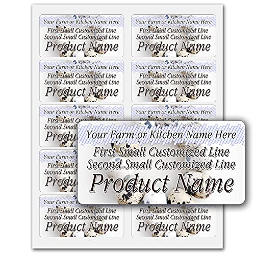 Quail Eggs Rectangle Personalized Farm Home Kitchen Name Store Product Present Mason Jar Labels (B-Label, 150 Labels on 15 Sheets)