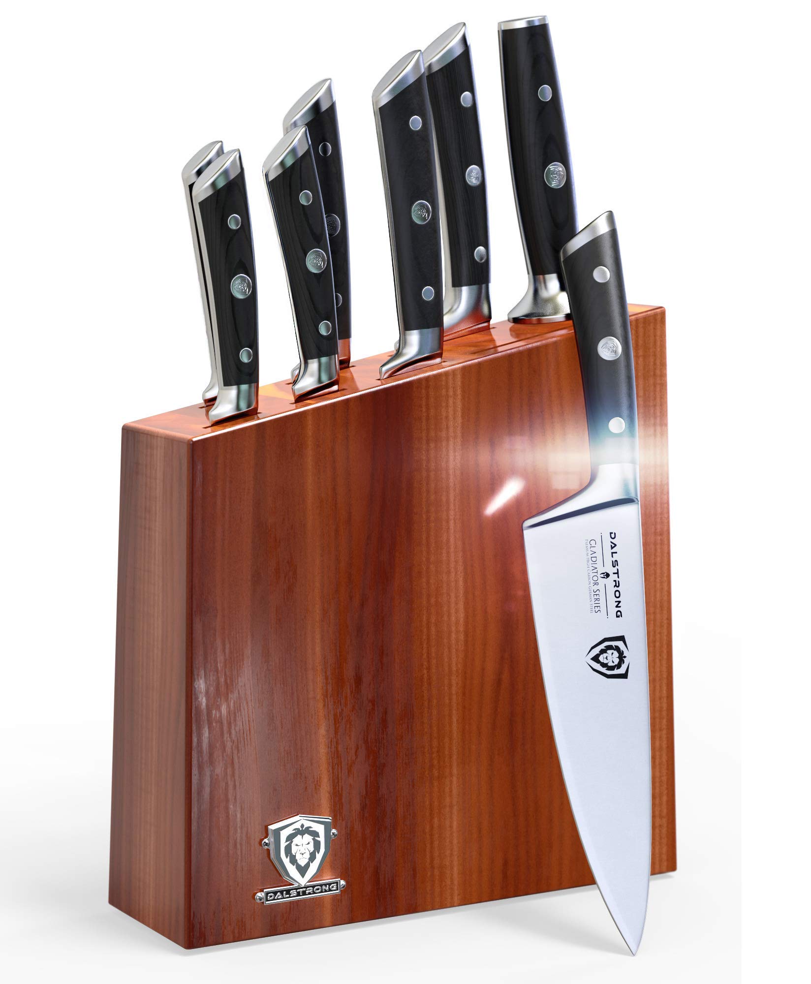 The Gladiator Series Elite 8-Piece Knife Block Set Gift Set Bundled with The Dalstrong Premium, Extra-Large Whetstone Kit - #6000/#1000 Grit with Stand
