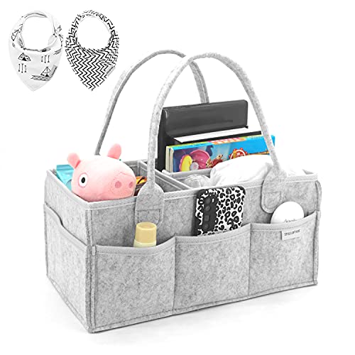 Baby Diaper Caddy Organizer - Diaper Holder for Change Table - Large Organizers - Car Organizer - Storage Basket with Handle for Dresser - Nursery Changing Baskets - Diaper Caddy for CarĀ (Bundle)