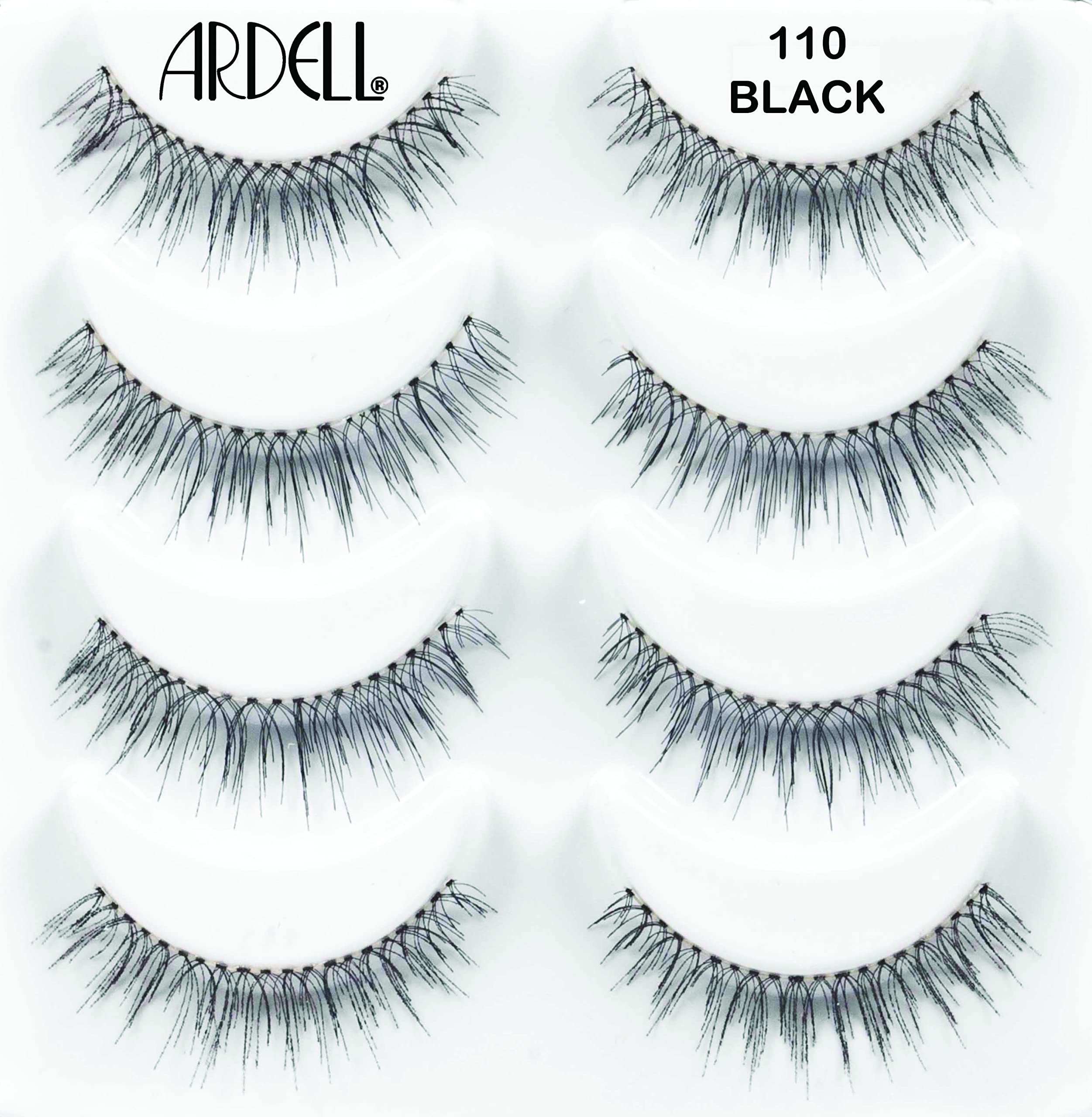 Ardell Natural False Eyelashes Multipack 110 Black - Comfortable Strip Lashes for Everyday Wear, 4 Pairs x 1 Pack