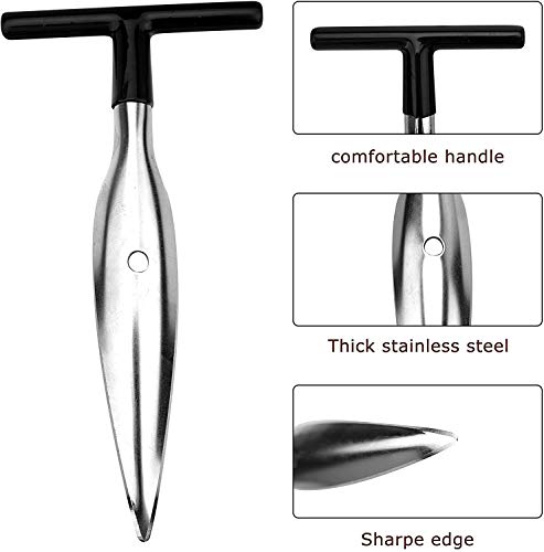 2 PCS Coconut Opener Tool Set Coconut Meat Remover Stainless Steel Coconut Opener Scraper Knife Coconut Punch Tool with Durable Non-Slip Wooden Handle Scraper