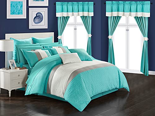 Chic Home Vixen 24 Piece Comforter Set, Queen, Turquoise