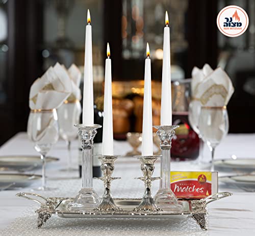 Classic White Taper Candles β 8 Inch β 30 Bulk Pack β for Shabbat, Dinner Tables, Restaurants, Ceremonies and Emergency - 7 Hour Burn Time