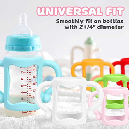6 Pack Baby Bottle Handles, 100% Silicone Baby Bottle Handles, Narrow Sippy Bottle Handles-Teach Babies to Hold Their Own Bottle, BPA-Free (Muti-Colors)