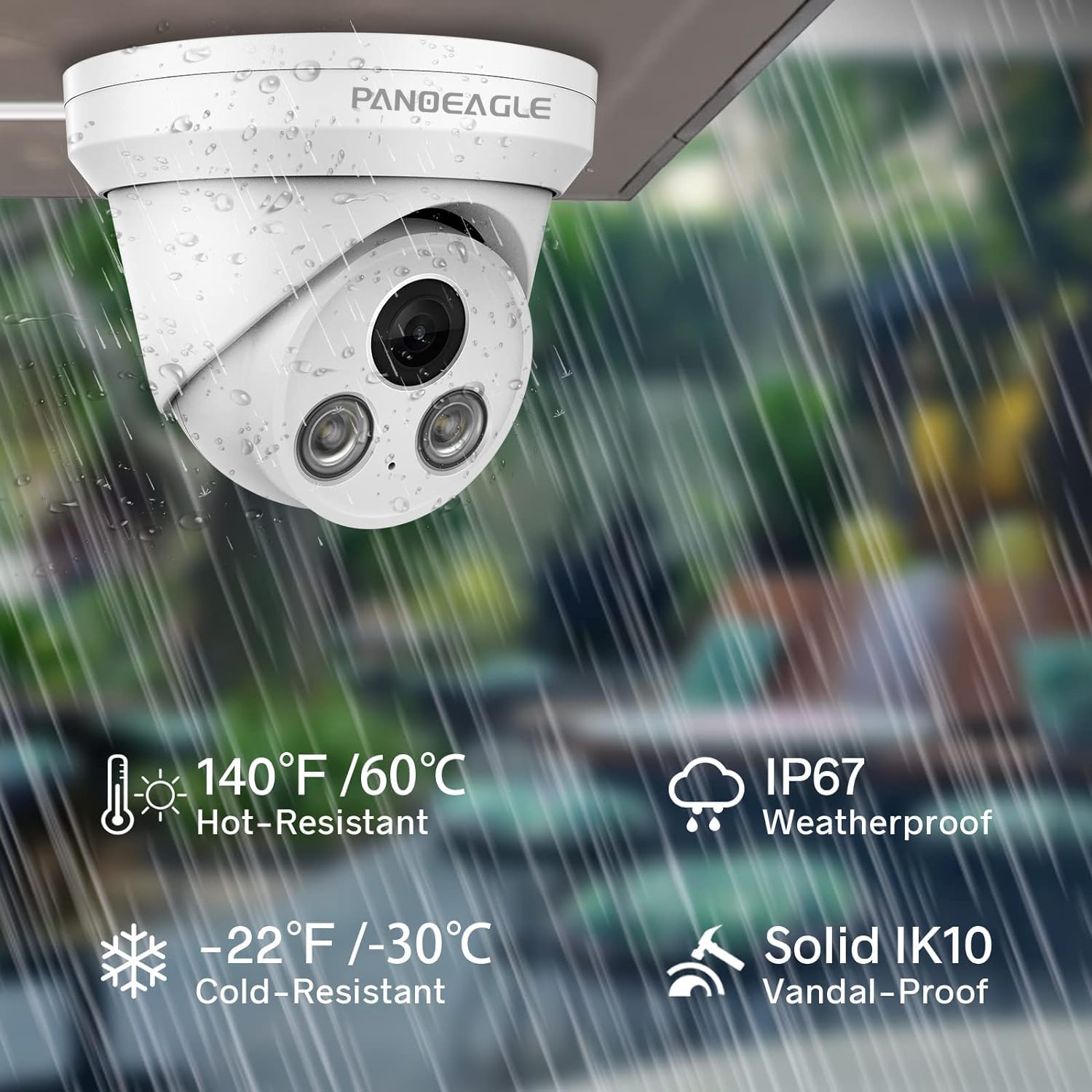 PANOEAGLE 4K PoE Security Camera, Compatible for Hikvision Outdoor 8MP Turret IP Camera with Human/Vehicle Detection,Built-in Mic,2.8mm Lens Wide Angle,98ft EXIR Night Vision, IP67 Waterproof(PG2385I)