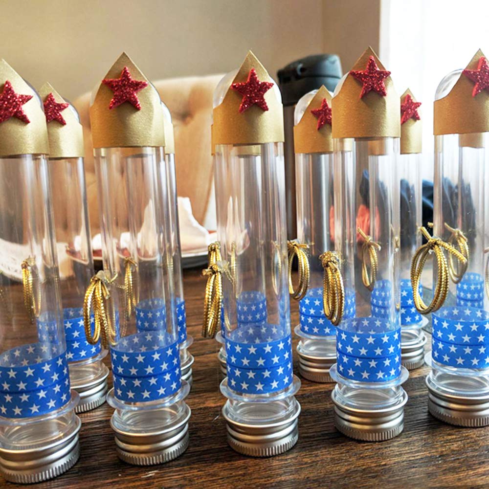 Clear Plastic Test Tubes with Caps,20pcs 25x140mm(45ml) Clear Tubes with 2 Funnel for Scientific Experiments, Party, Decorate The House, Candy Storage