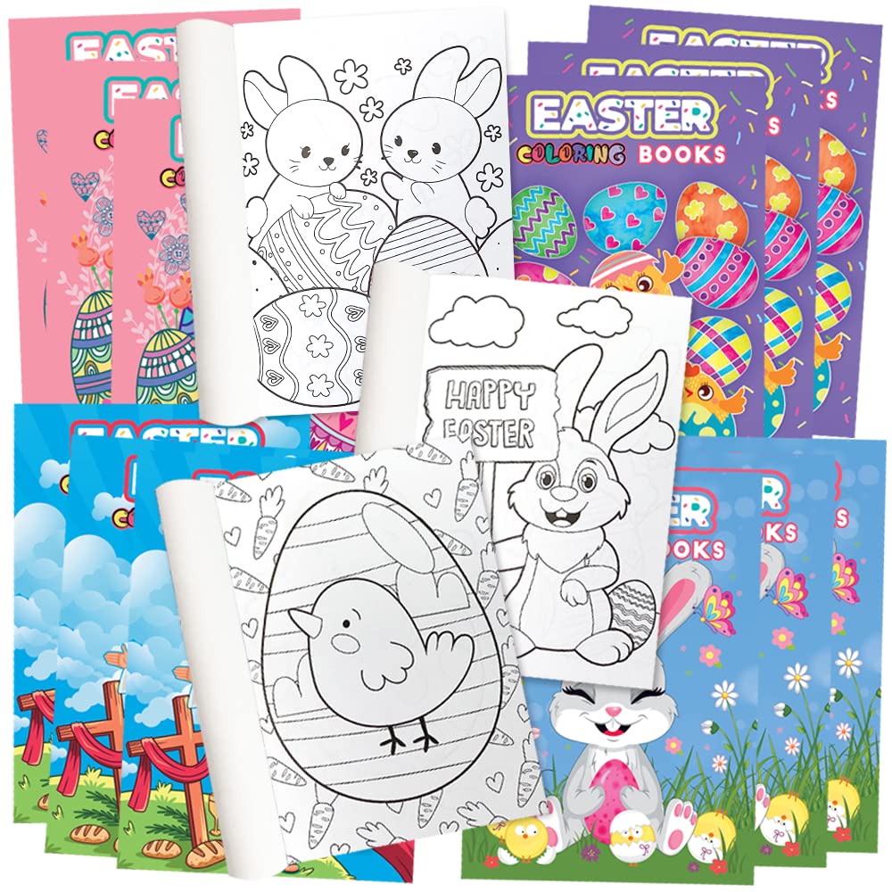 ArtCreativity 20 Packs 8.25” x 11" Assorted Mini Easter Coloring Books for Kids, Small Color Booklets in 4 Designs, Easter Party Favors for Kids, Educational Easter Gifts for Boys and Girls