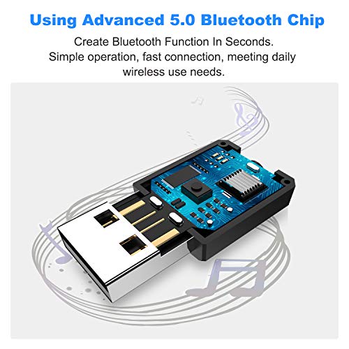 Isobel USB Bluetooth 5.0 Transmitter Receiver, 4-in-1 Mini Wireless Audio Adapter, 3.5mm Bluetooth AUX Adapter for TV PC Headphones Speakers Car/Home Stereo System, USB Power Supply