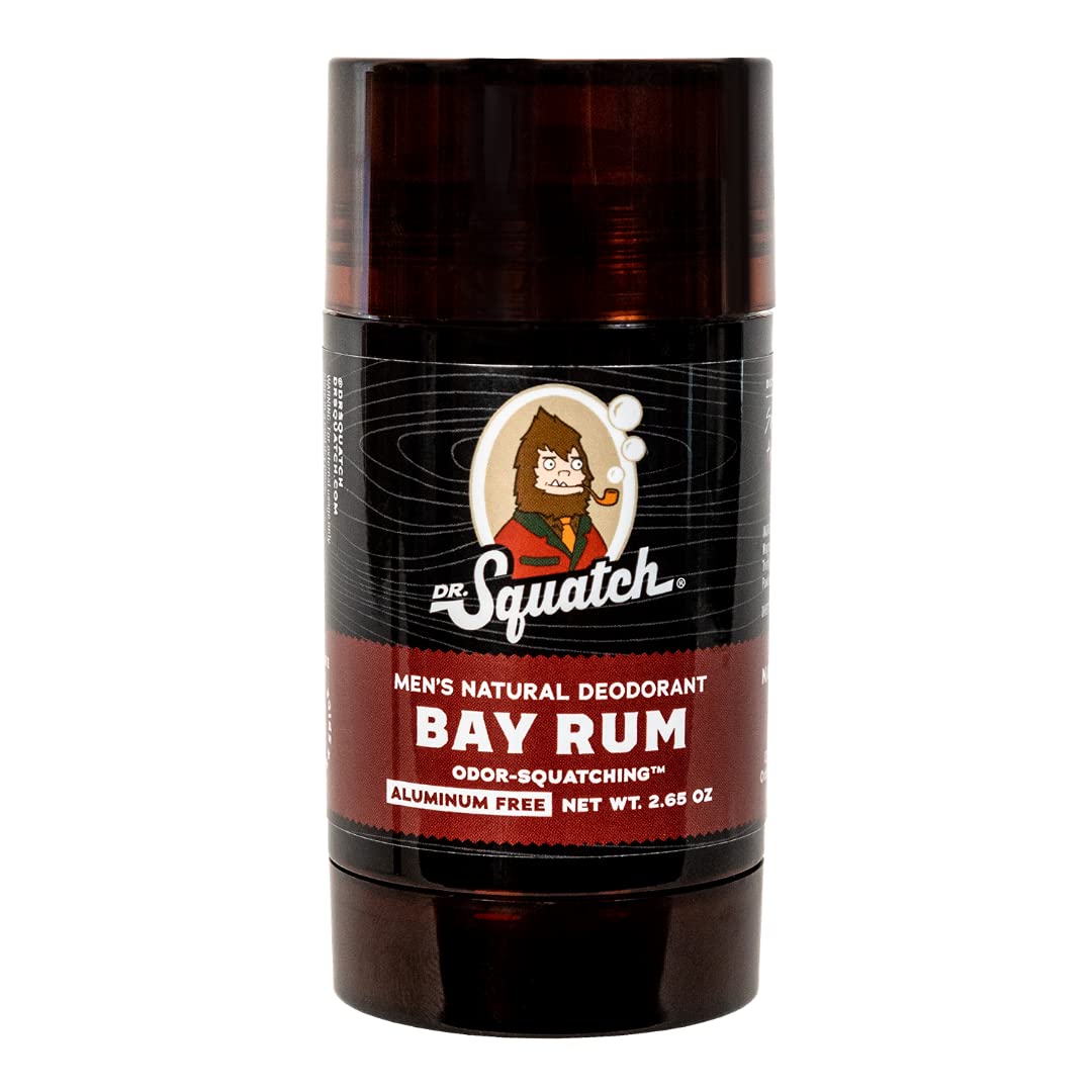 Dr. Squatch Natural Deodorant for Men – Odor-Squatching Men's Deodorant Aluminum Free - Bay Rum 2.65 oz (1 Pack)