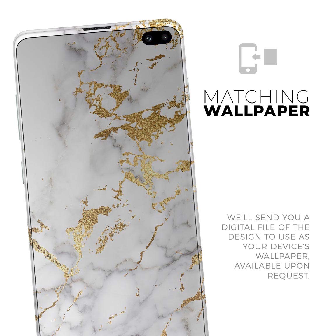 DesignSkinz Marble & Digital Gold Foil V5 Protective Vinyl Decal Wrap Skin Cover Compatible with The Samsung Galaxy S20 (Screen Trim & Back Glass Skin)