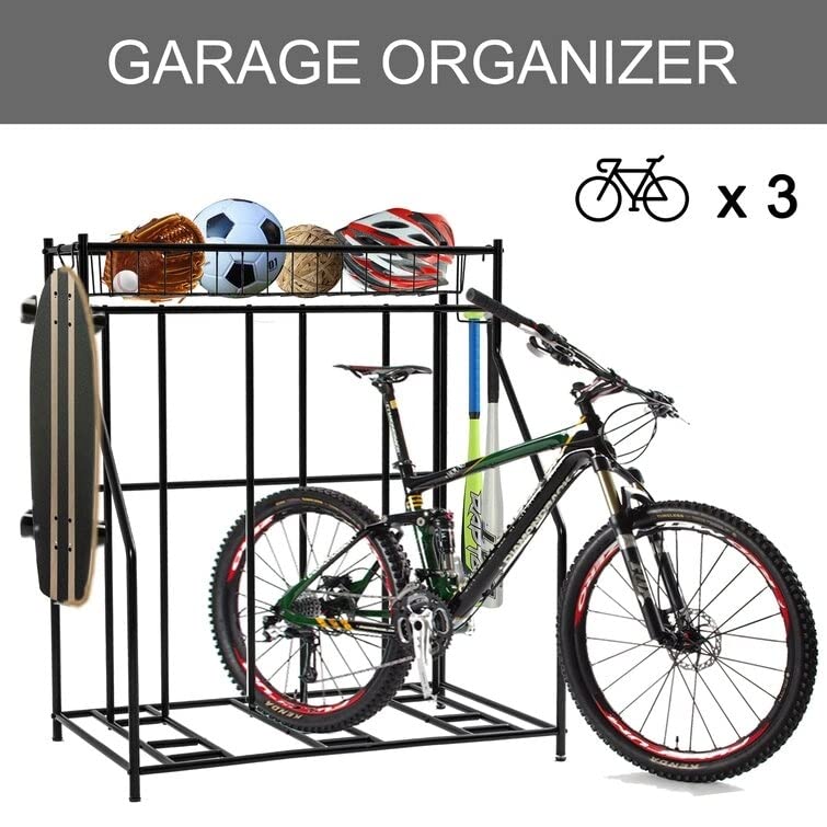 35.6" Freestanding Bike Rack Black Steel