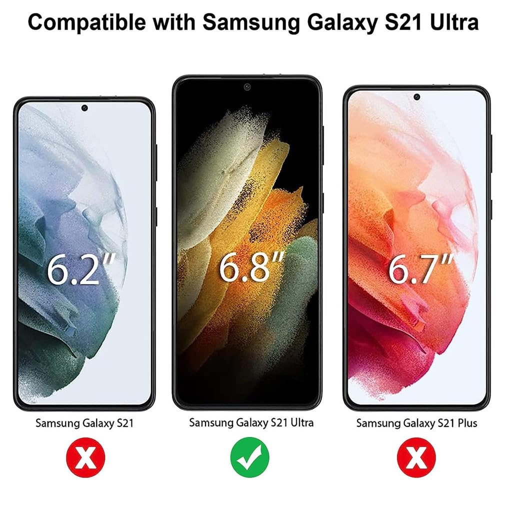 3 Pack Samsung Galaxy S21 Ultra Screen Protector, 1 Pack Camera Lens Protector, Compatible Fingerprint, 9H Scratch-Resistant HD Clear Tempered Glass Screen Protector Galaxy S21 Ultra Screen Protector