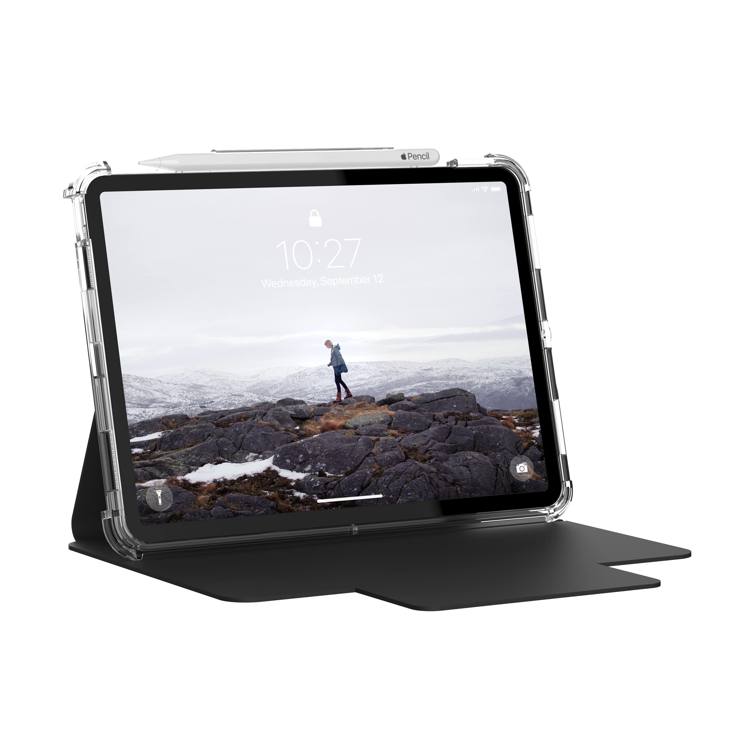 URBAN ARMOR GEAR [U] by UAG iPad Pro 11" (4th/3rd Gen 2021-2022), iPad Air 10.9 (5th/4th Gen) Case Lucent Slim Shockproof Smart Folio Protective Cover with Auto/Sleep Wake & Pencil Holder, Black/Ice