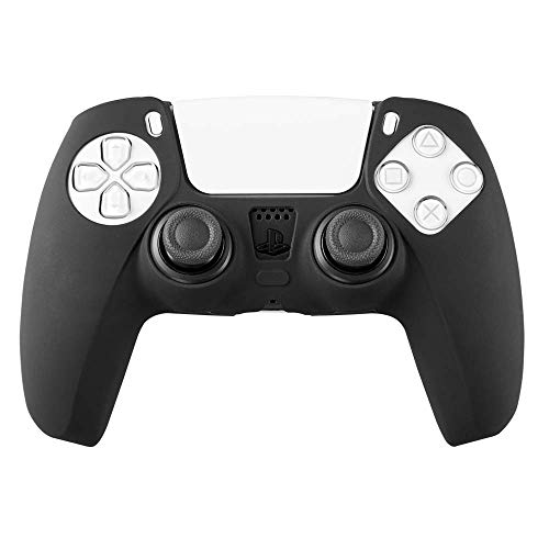 3 Pack Silicone Controller Skin Cover, Anti-Slip Protector Case for Sony PS5 Playstation 5 Controller with 8 Thumb Grips (Black Blue Red)