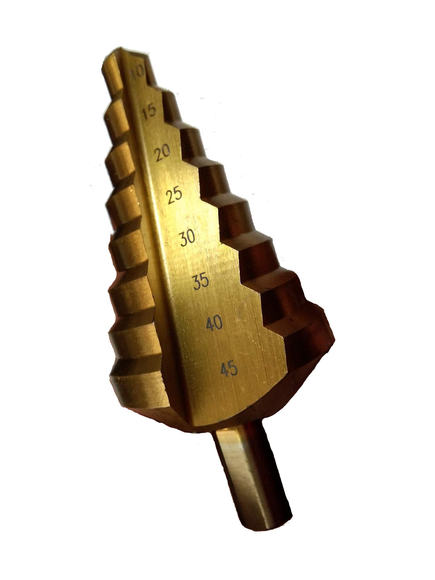 Dtacke Metric 10mm-45mm/0.39"-1.77" Triangle Round Handle Step Drill Bit Set Titanium Coated Pagoda Hole Drilling Bit for Wood Metal Steel