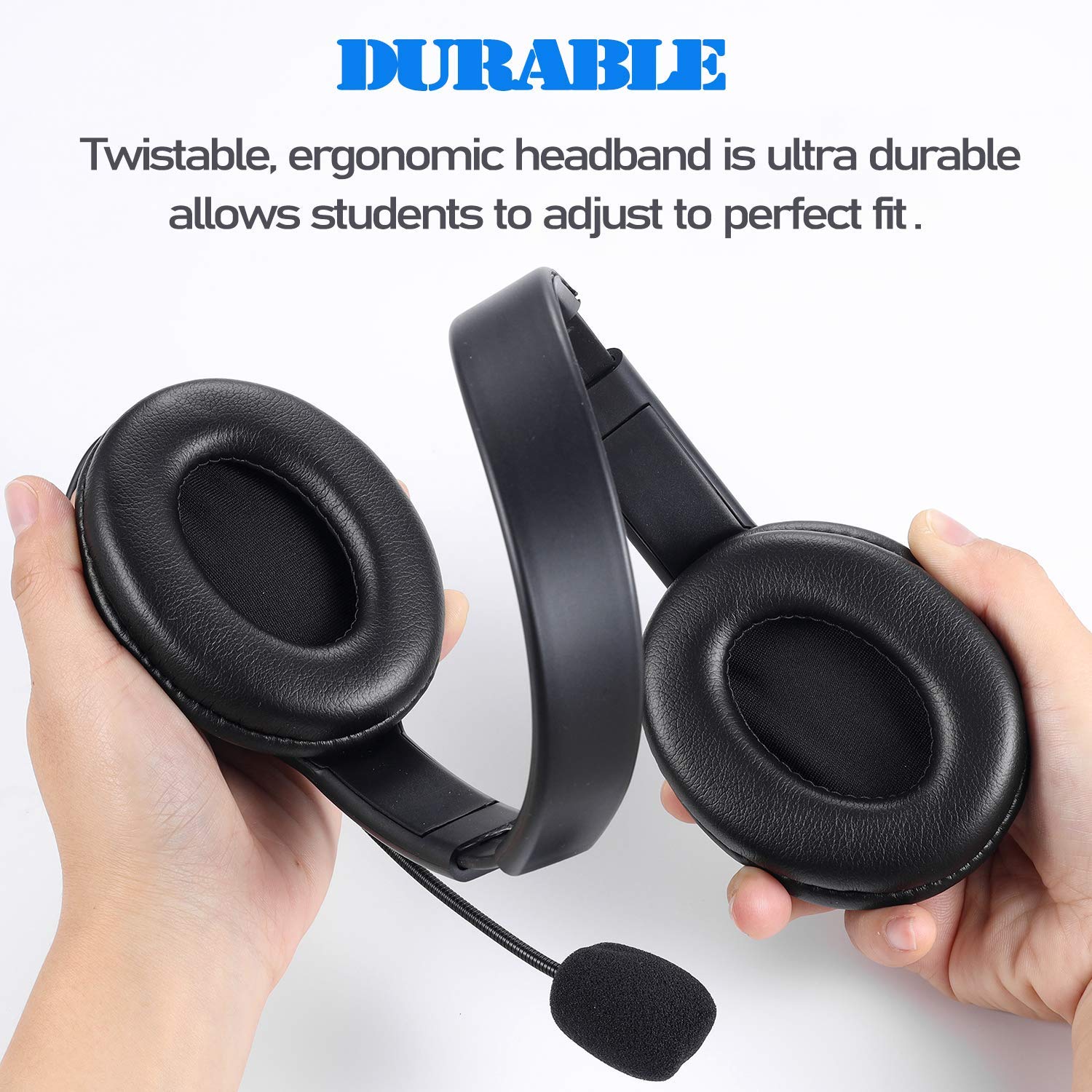 Hongzan Wholesale Bulk Headphones with Microphone 10 Pack for School Classroom, Durable Wired Headsets & Mic Class Set for Kids Students and Adult(10 Black)
