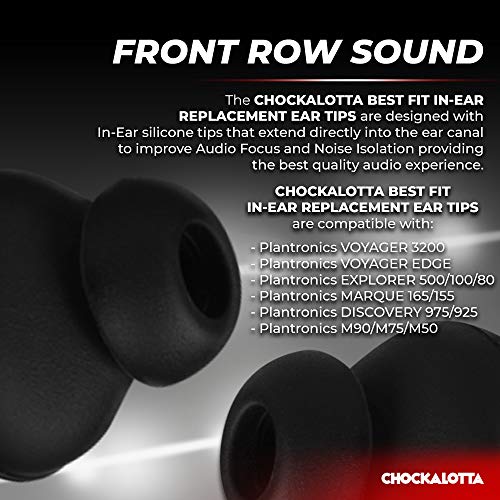 CHOCKALOTTA in-Ear Replacement Ear Tips Upgrade Compatible with Plantronics Poly Voyager 3200 / Edge (Fits Plantronics Explorer / Marque / Discovery / M Series Headsets) (Right Ear, Medium - 3pcs)