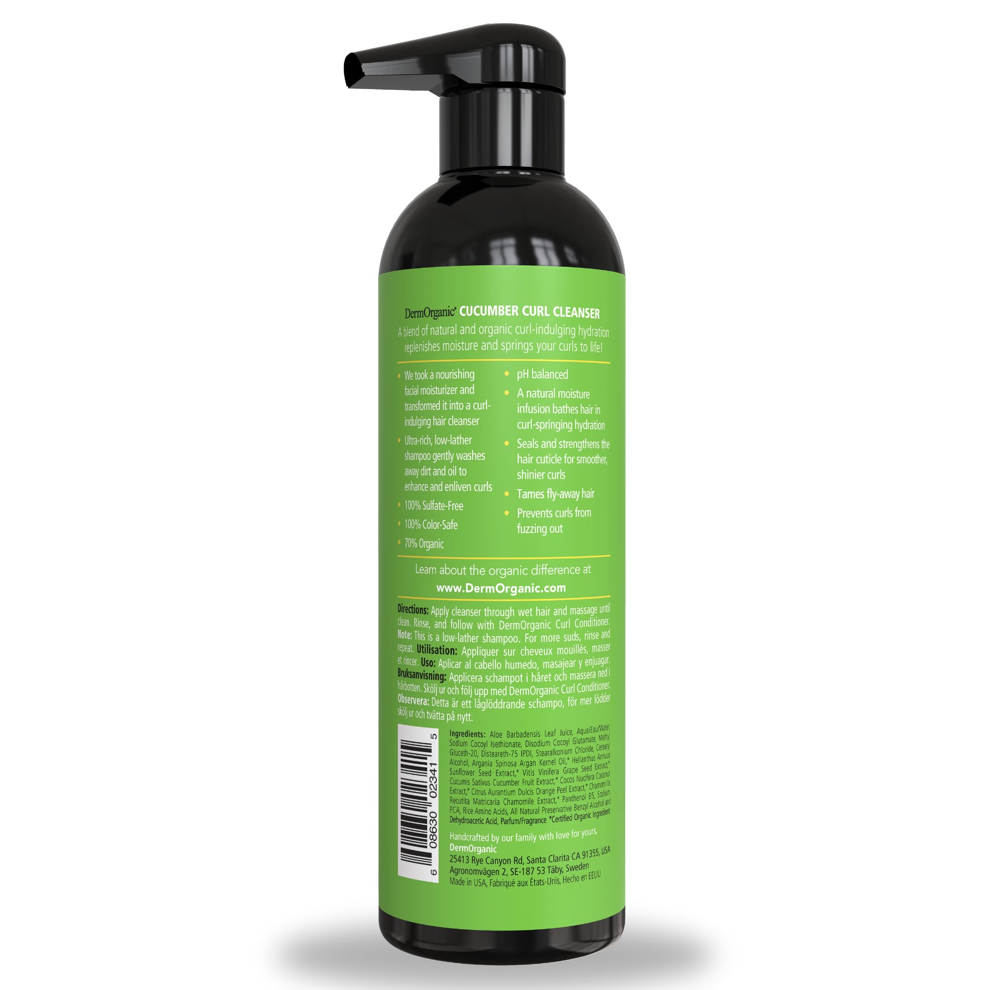 DermOrganic Organic Cucumber Curl Care – Sulfate Free, Color Safe, Hydrating – Shampoo – 17oz