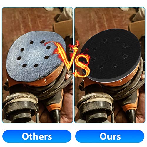 6 Pack Interface Buffer Pads, 5 Inch 8 Holes Hook and Loop Soft Sponge Cushion Buffer Backing Pads Orbital Sander Foam Pad, Foam Interface Sanding Pads for Orbital Sander Automotive Polishing Machine
