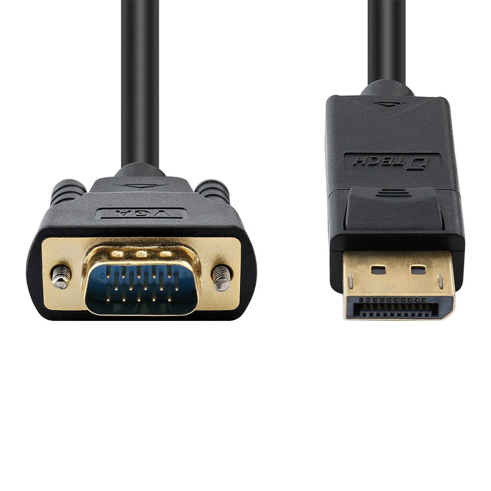 DTech 3ft Displayport to VGA Cable Display Port to VGA Male Video Adapter with Gold Plated Connector Compatible for HP, Lenovo, Dell, ASUS and More (Black, 3 Feet)