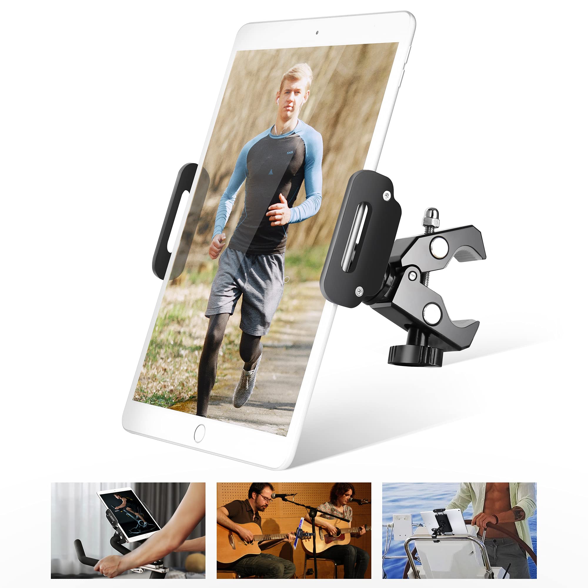 elitehood iPad Holder for Treadmill, Heavy Duty Tablet Holder for Stroller, iPad Bike Mount Compatible with 4.7-12 inches iPad, iPhone, Tablets and Cell Phones