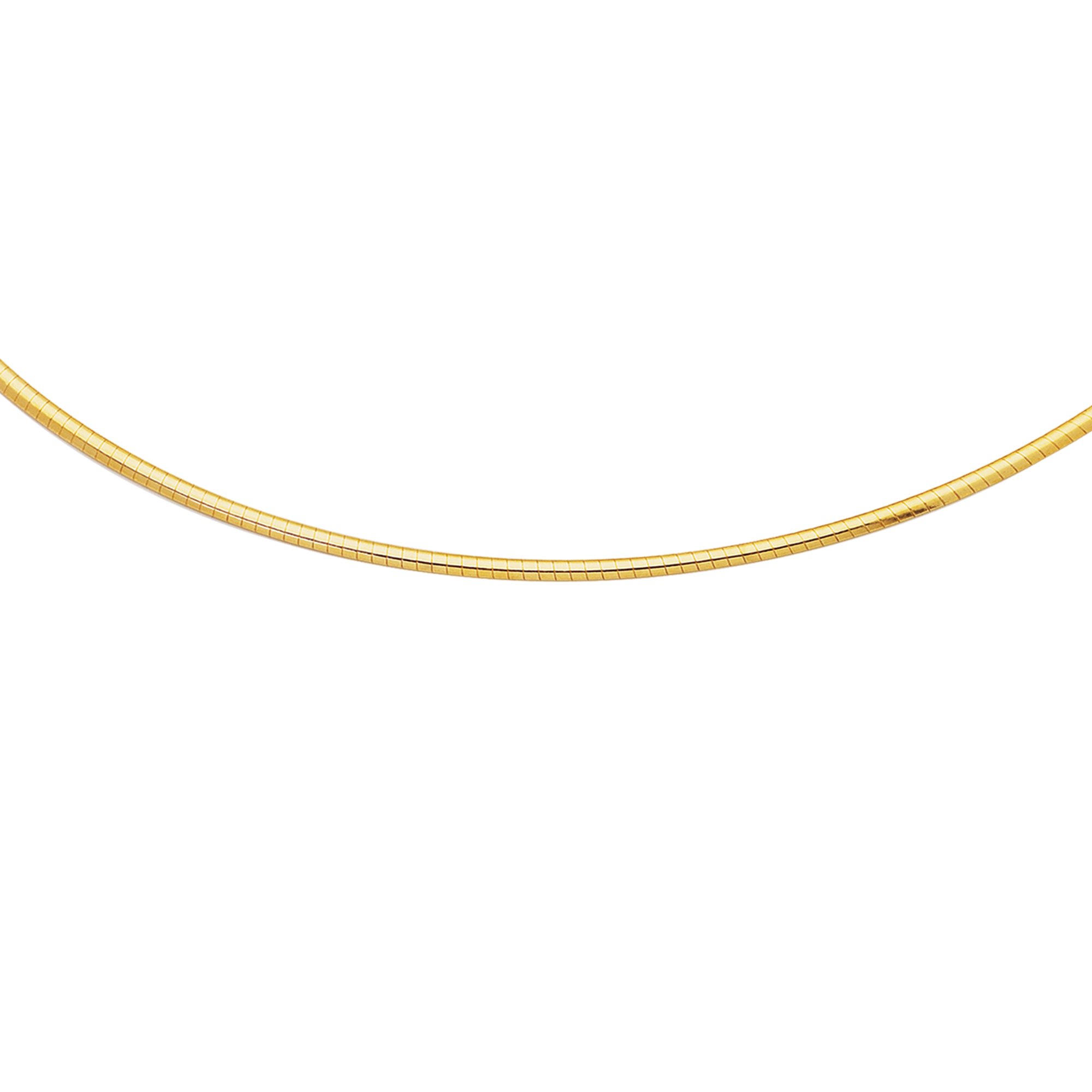 14K Yellow Gold Solid Classic Omega 2mm Chain Diamond Cut 16" long Bracelet with Lobster Claw Clasp