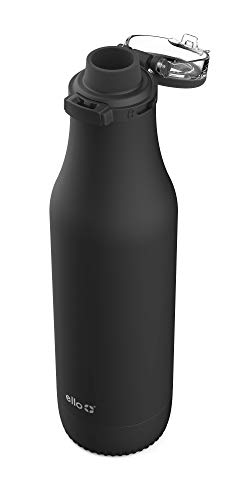 Ello Riley 18oz Vacuum Insulated Stainless Steel Water Bottle with Flip Lid, Black, 18 oz.