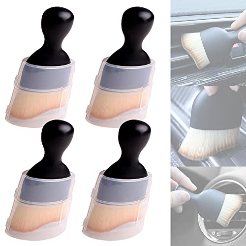 4 PCS Car Interior Cleaning Tool, Soft Bristles Car Detailing Brush, Auto Interior Cleaning Brush Dust Collectors, Curved Design Dust Removal Clean Brush for Dashboard, Air Conditioner Vents (4 PCS)