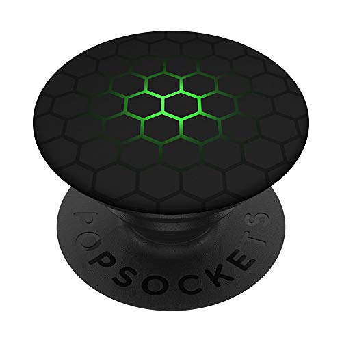 Cell Phone Button Pop Out Holder Plain Matte Black and Green PopSockets PopGrip: Swappable Grip for Phones & Tablets