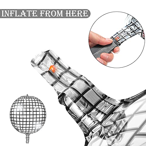 5 Pieces 22 Inches 4D Disco Ball Balloons Large Laser Foil Balloon Metallic Mirror Balloon for Disco Dance Party Birthday Party Wedding Ceremony (Basic Style)